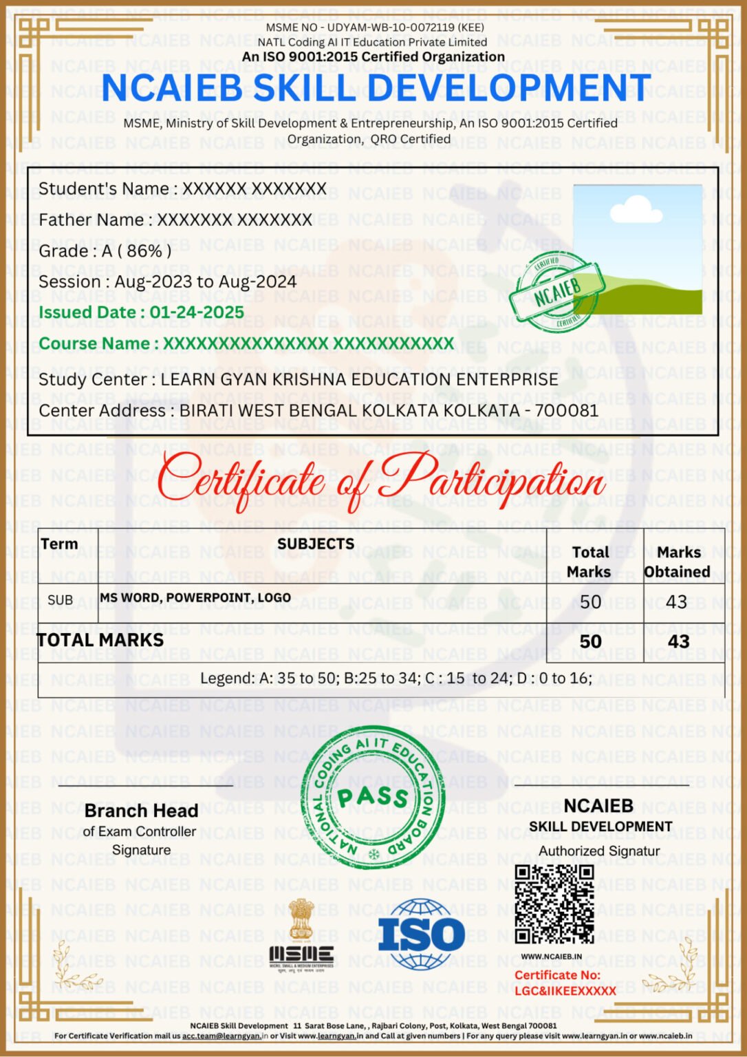 certificate - Learn Gyan Coding And IT Institute